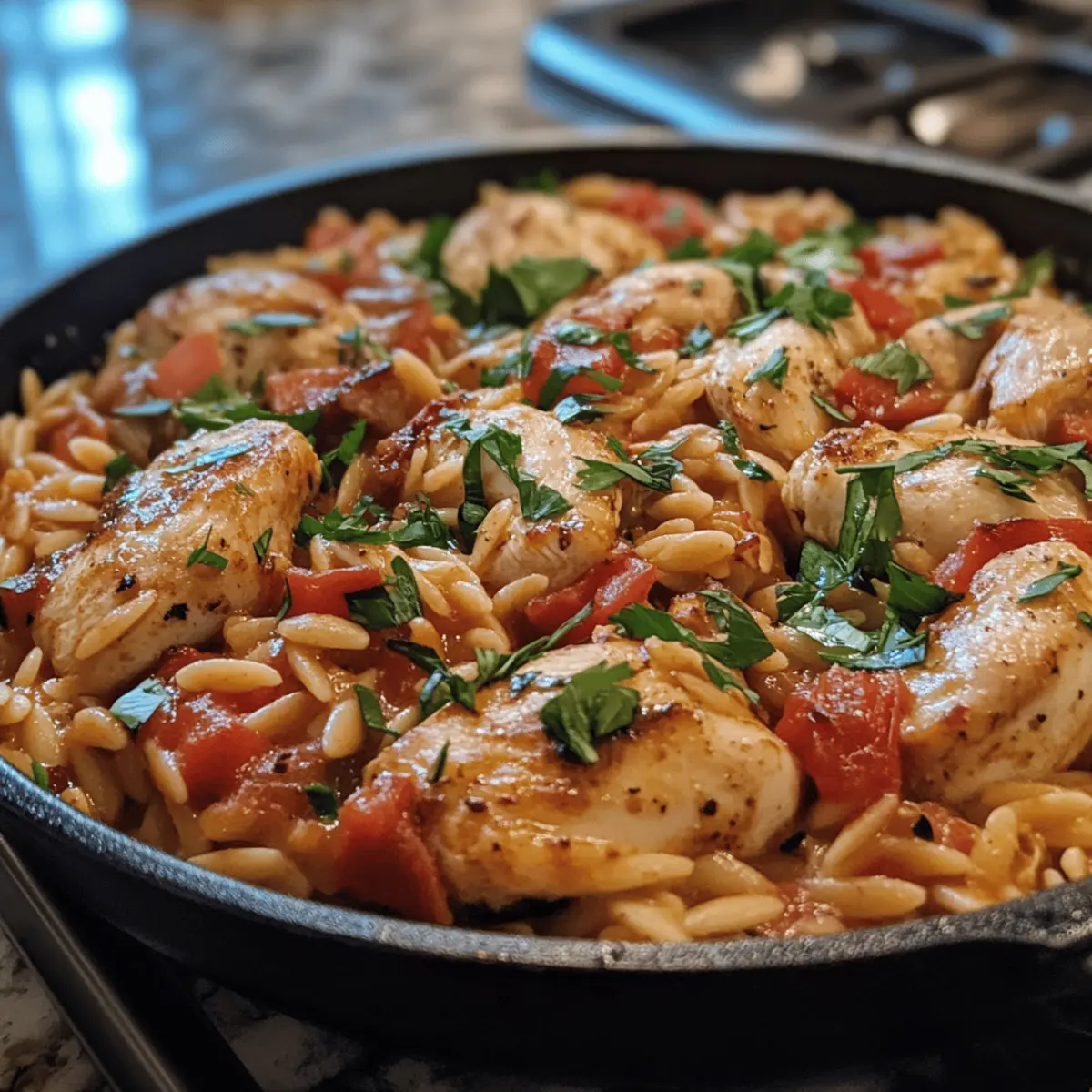 Irresistible Comforting One-Pan Chicken and Orzo Skillet