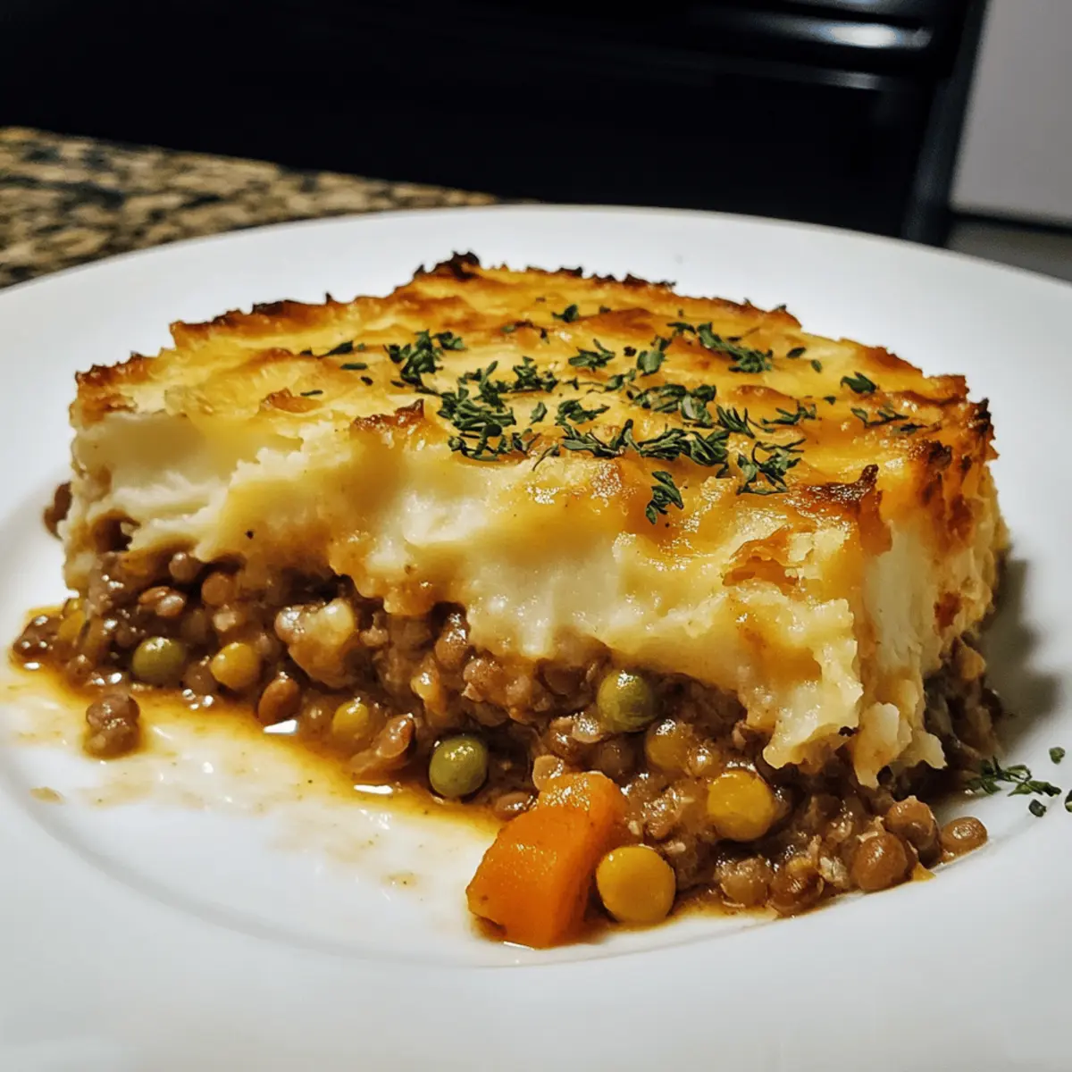 Easy, Comforting Creamy Slow Cooker Lentil Shepherd's Pie