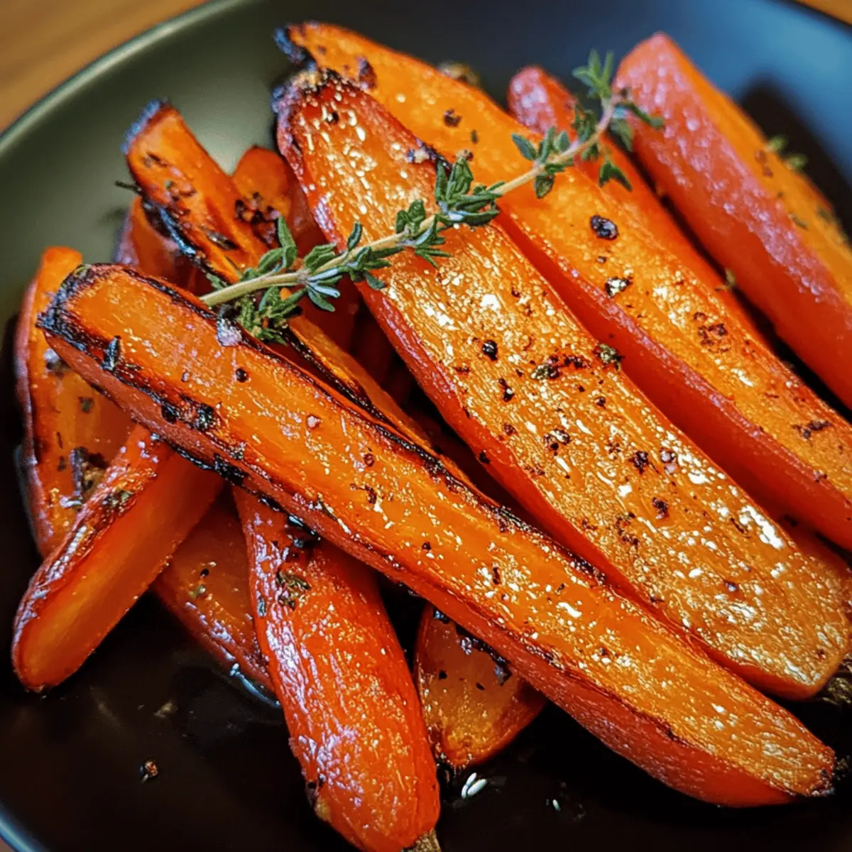 Easy Delicious Crispy Roasted Carrots with Honey and Thyme
