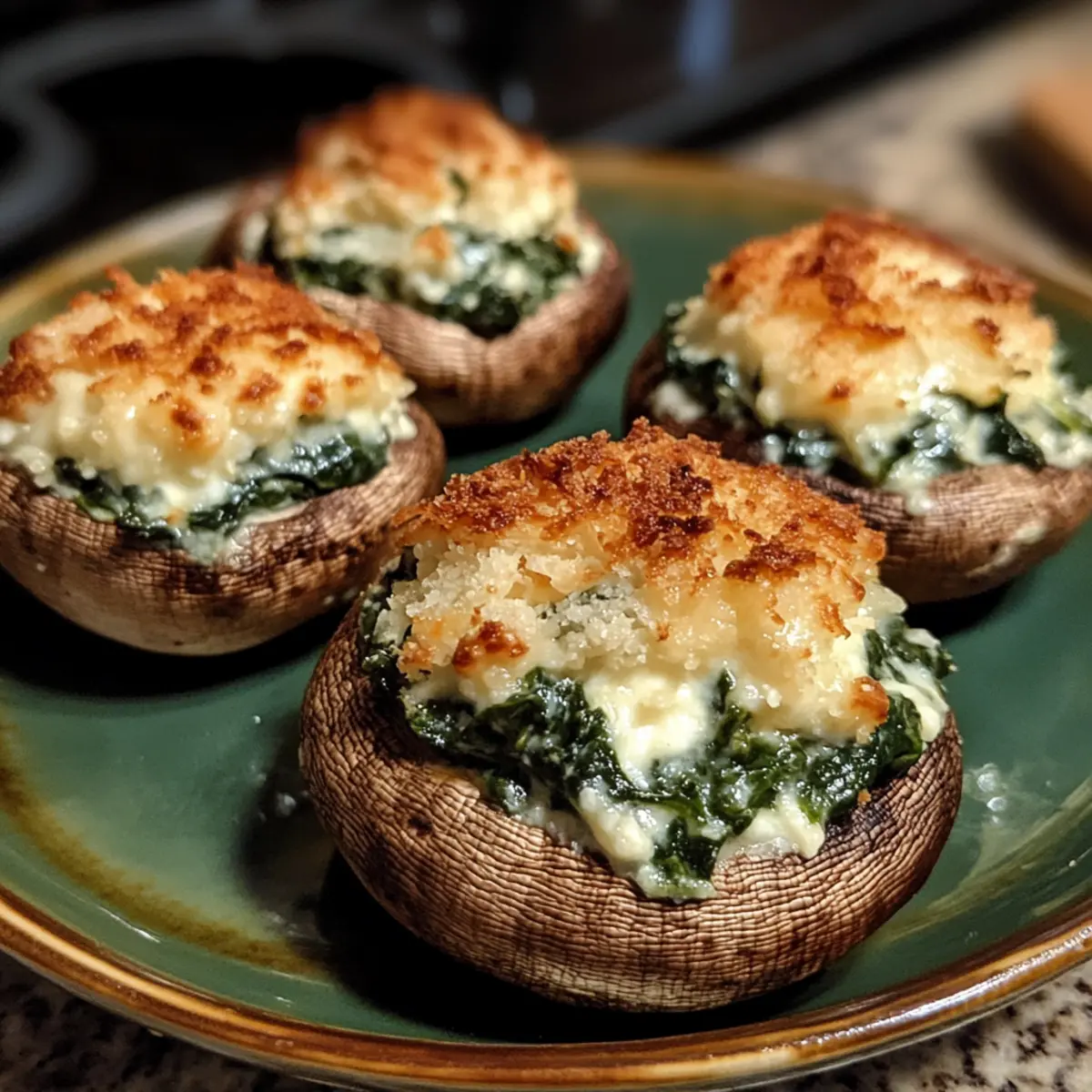 Easy Delicious Italian Spinach & Ricotta Stuffed Mushrooms